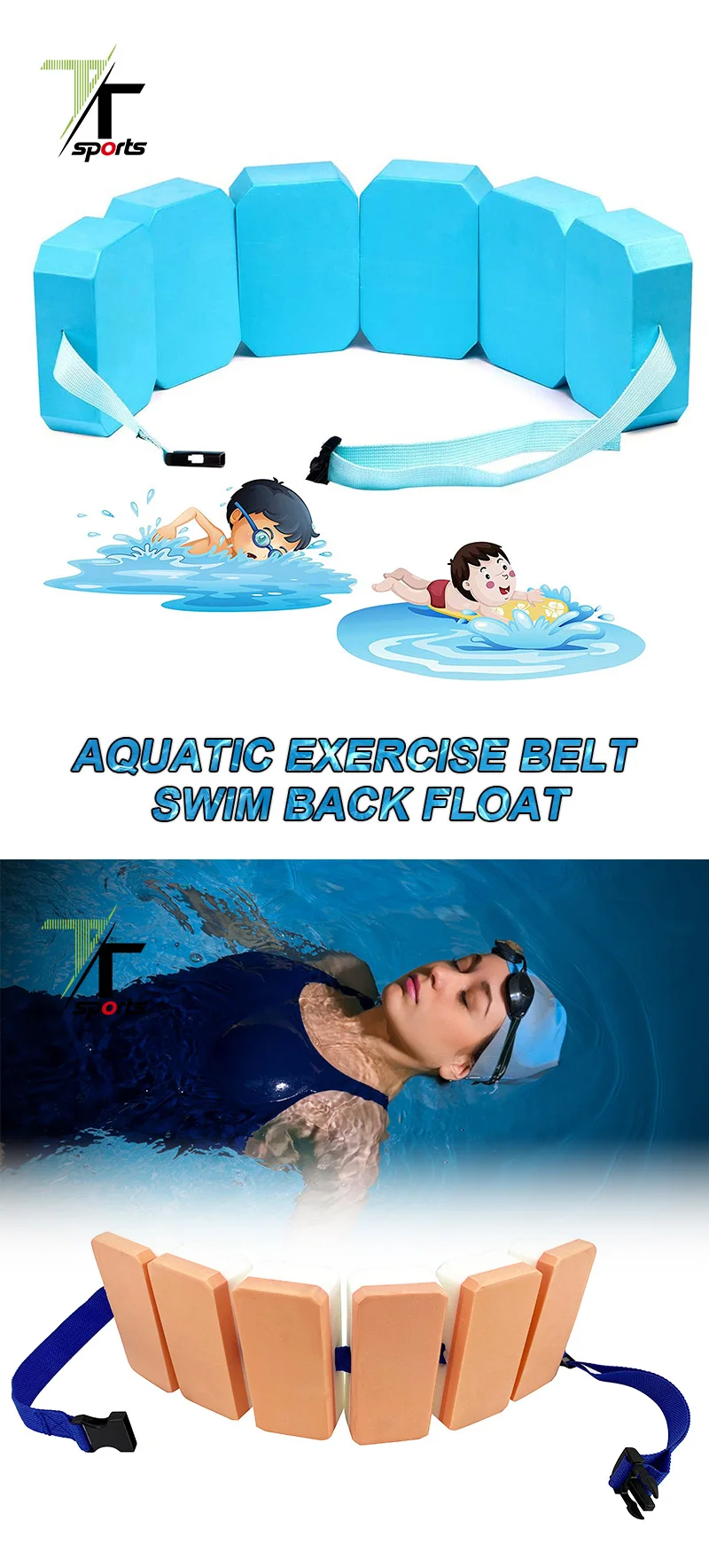 2023 Eva Swimming Back Floating Board Water Waist Belt Swimming ...