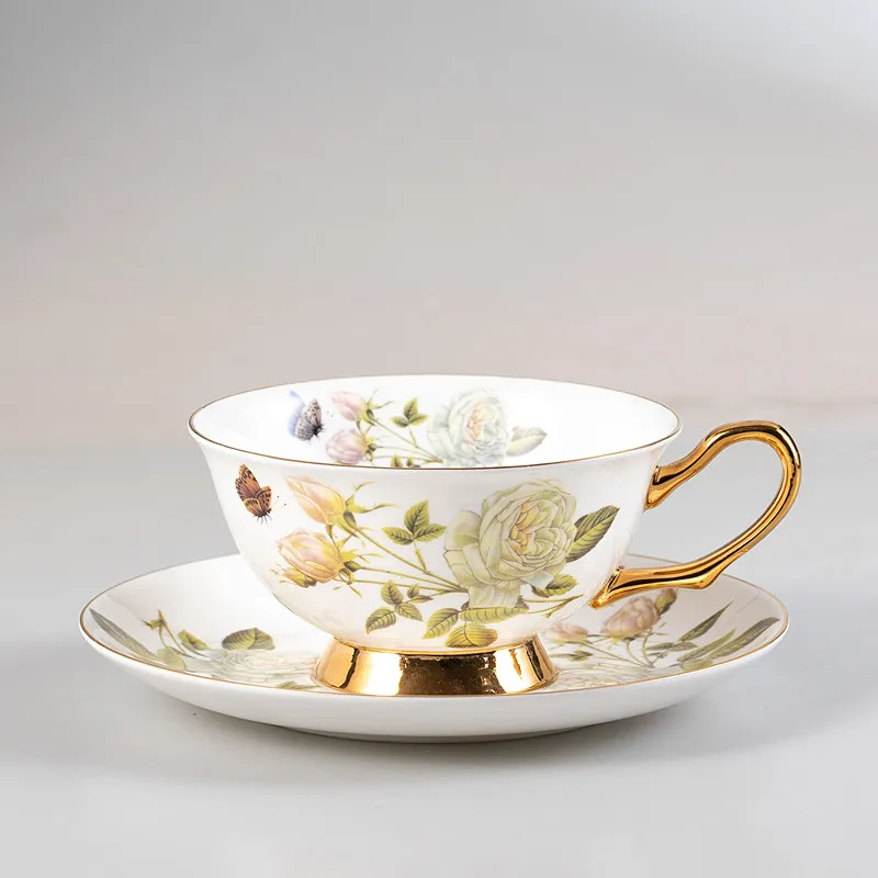 High Quality Luxury Royal Gold Rim Floral Pattern Tea Cups And Saucers ...