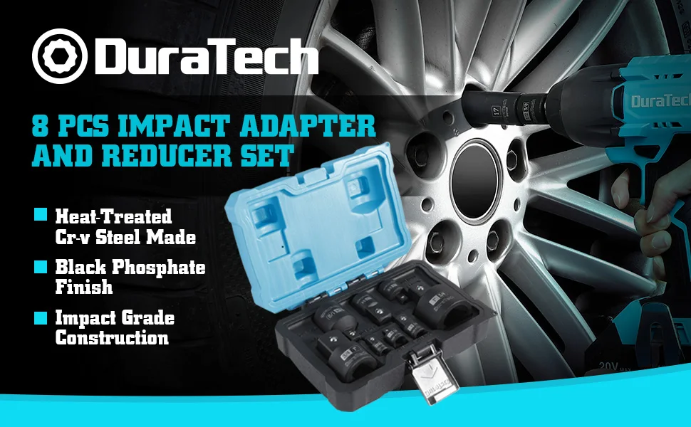 DURATECH Impact Socket Adapter Set - 8PC with Storage Case