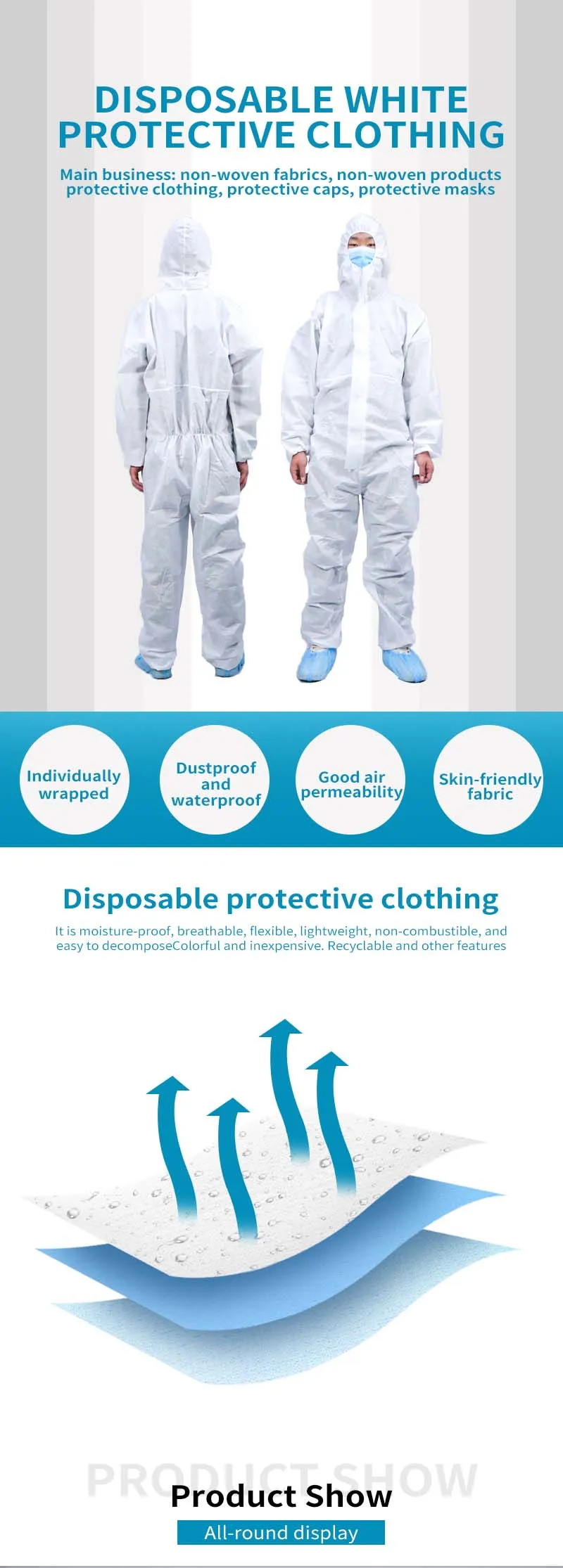 Safety Disposable Coveralls Coverall Suit Disposable Pp Disposable Coverall - Buy Safety ...