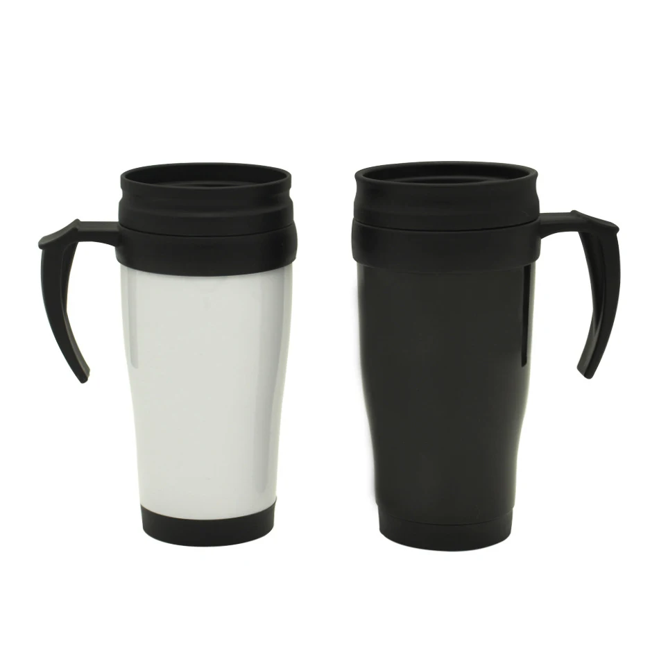 16 Oz Plastic Double Wall Insulated Travel Coffee Mug Cup With Handle Lid - Buy 16 Oz Plastic ...