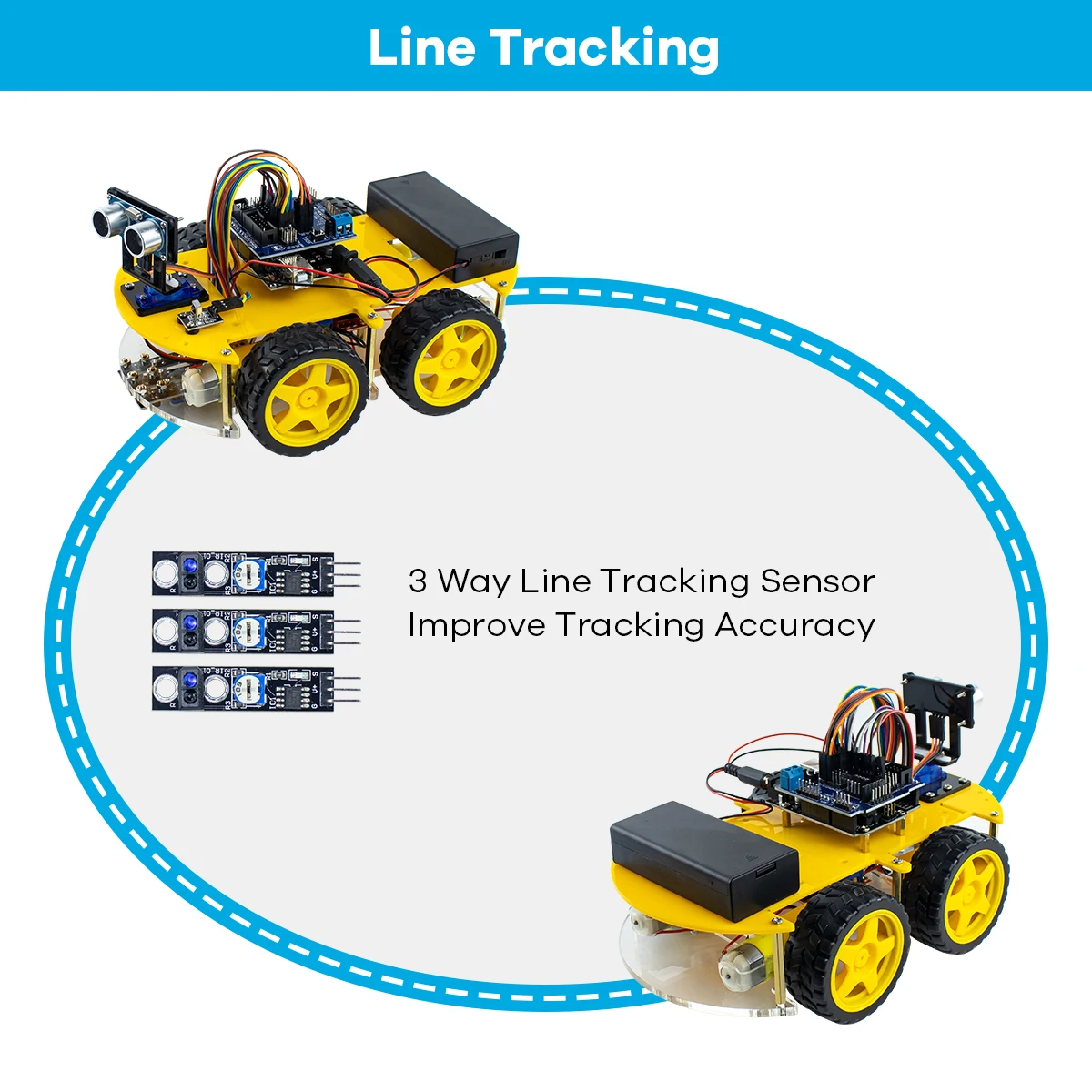 Multi-function 4WD Robot Car Kits with Ultrasonic Module