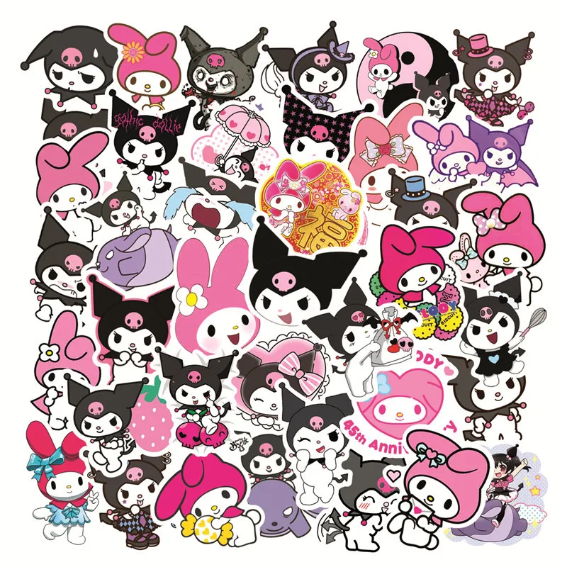50pcs Cartoon My Melody Kuromi Stickers Kids Luggage Laptop Waterproof ...