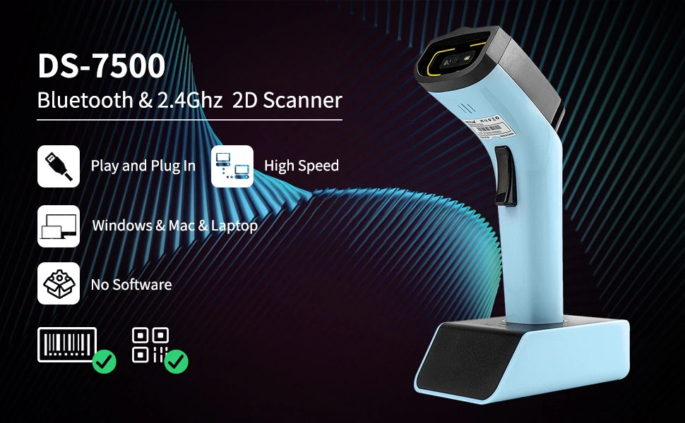 Netum DS7500 - Hands Free Auto Scan Bluetooth Barcode Scanner