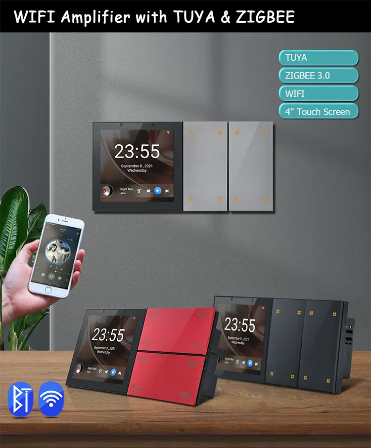 PW420TS Surpass 4 Inch Tuya WiFi Zigbee 4 Gang Smart Home Switch ...