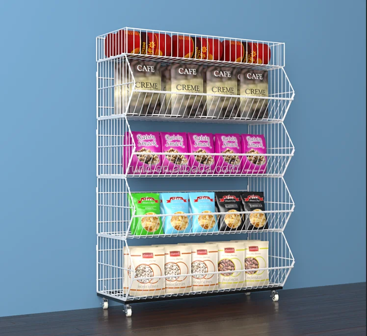 5 Tier Wire Basket Stand - Display Rack Stainless Steel