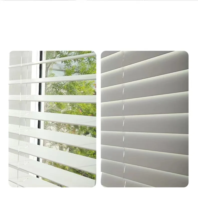Custom Made White PVC Faux Wood Blinds - Waterproof & Stylish
