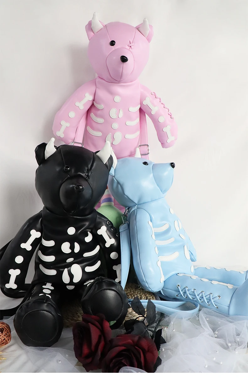 Punk Style Stuffed Cartoon Backpack Pu Leather Cute Goth Gothic ...