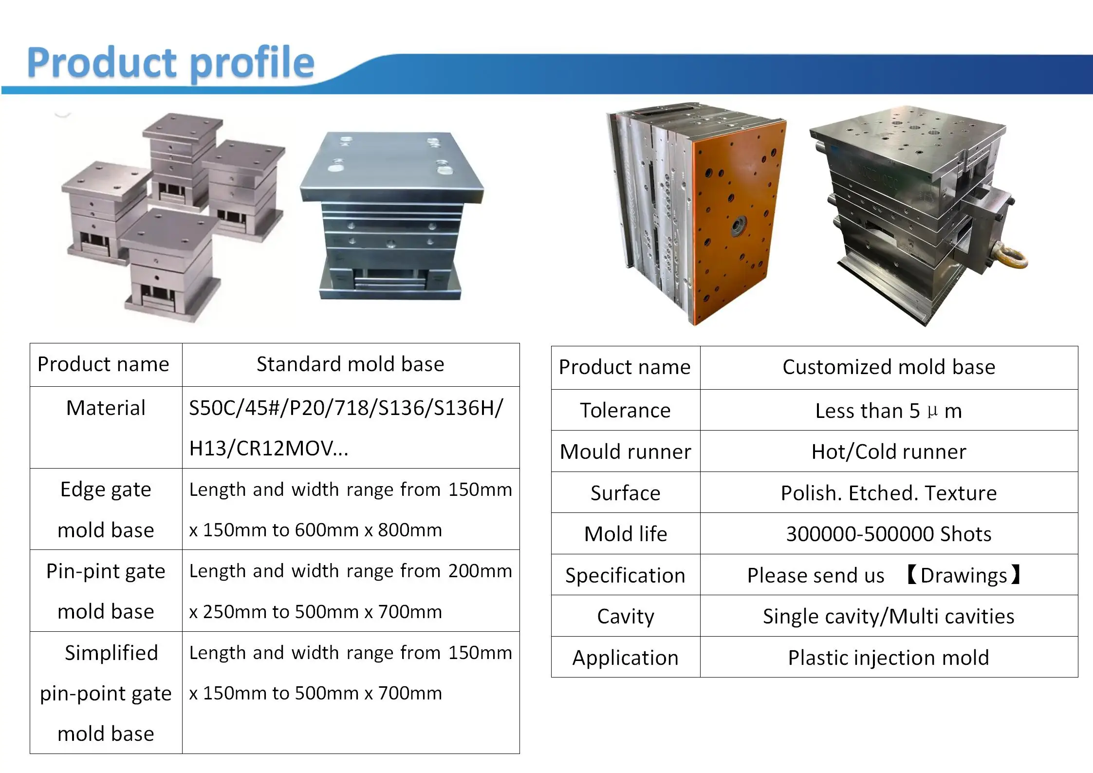 Plastic Injection Custom Mase Mould Base Hot Runner Cavity Precicison ...