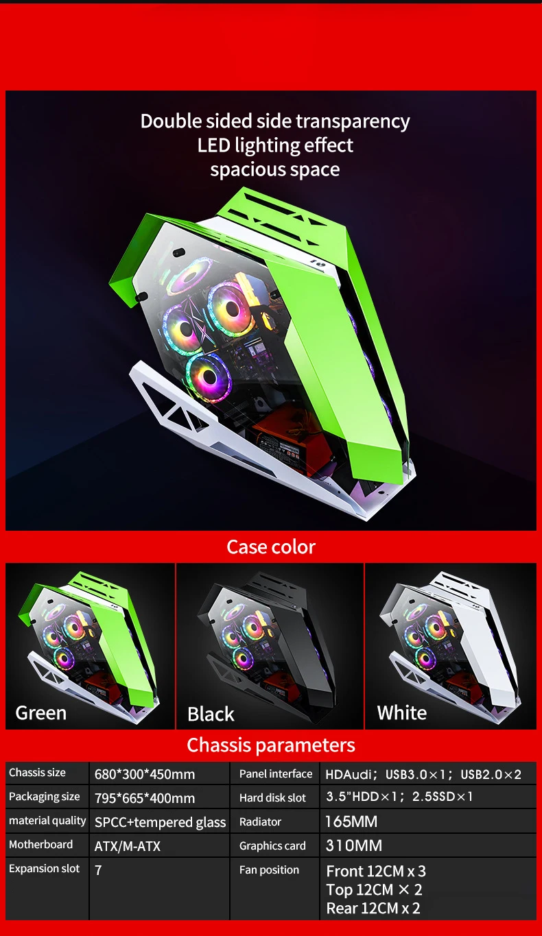 Lovingcool Gaming PC Case - ATX Mid Tower with RGB Fans