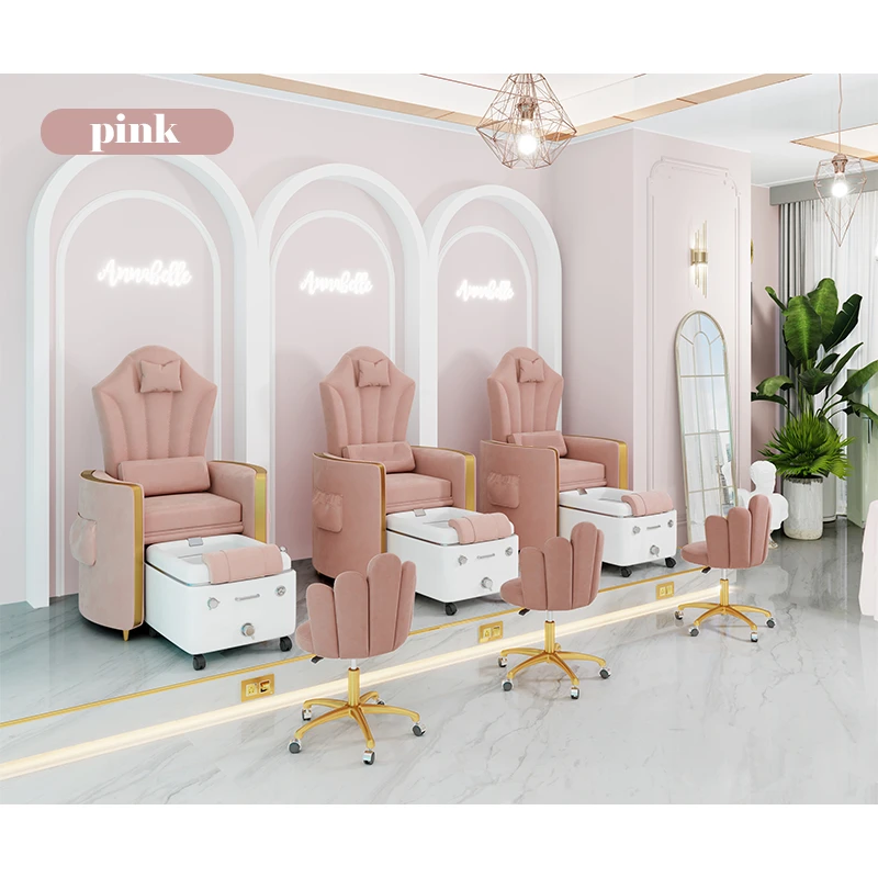 Modern Luxury Beauty Pink Black Pedicure Manicure Chair Lay Down Spa ...