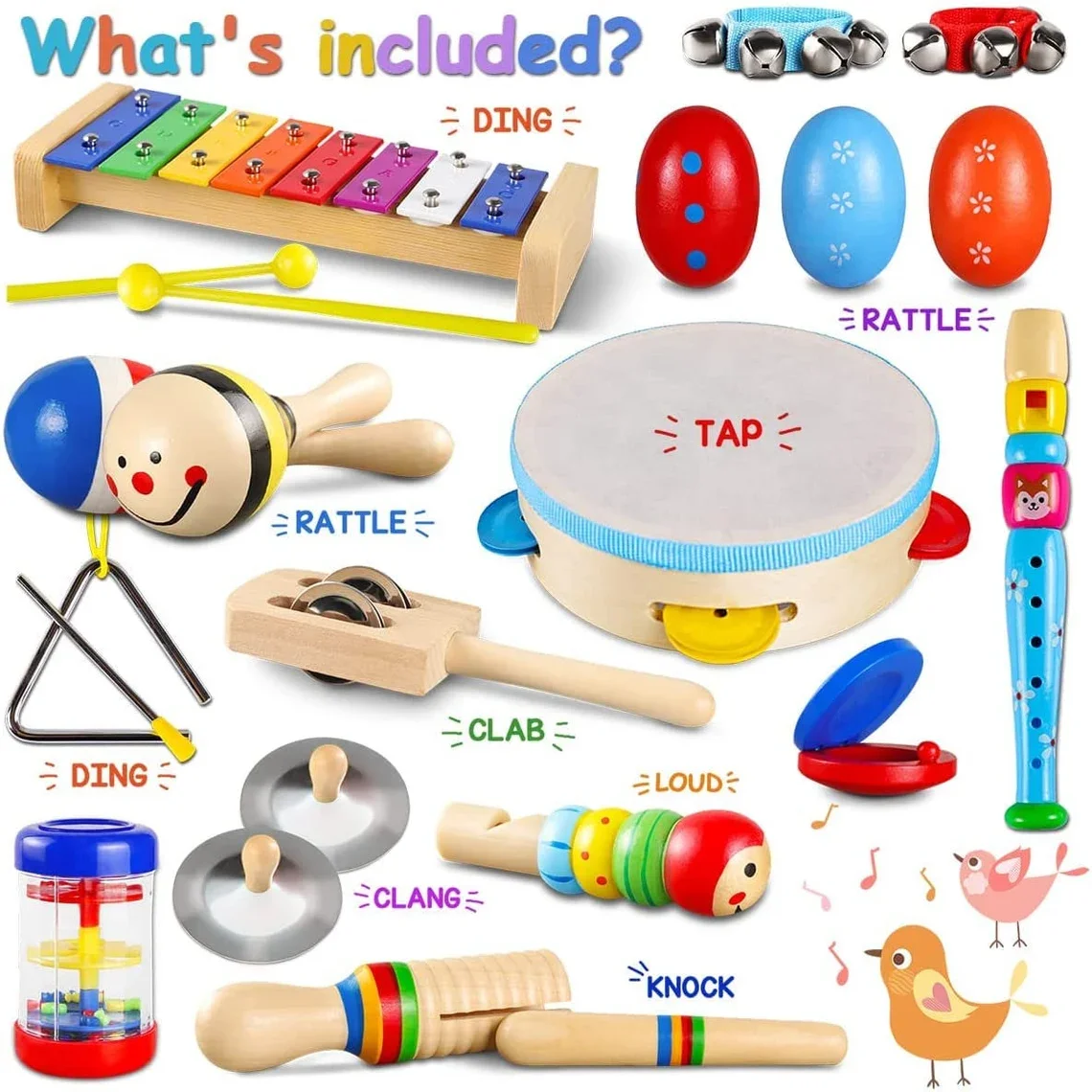 Wooden Musical Instruments Set,Percussion Set With Xylophone ...