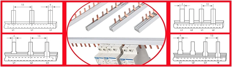 Comb Copper Busbar 1p 63a C45 Pin Type Mcb Tire Busbar Busbar Type ...