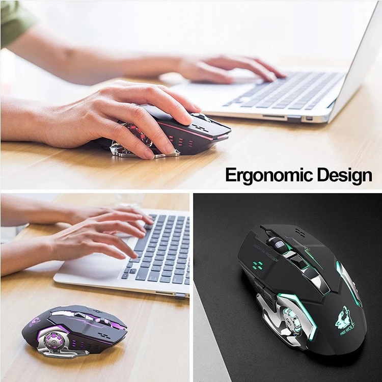 Free Wolf X8 Wireless Gaming Mouse | Rechargeable, Mute, 6-Button ...