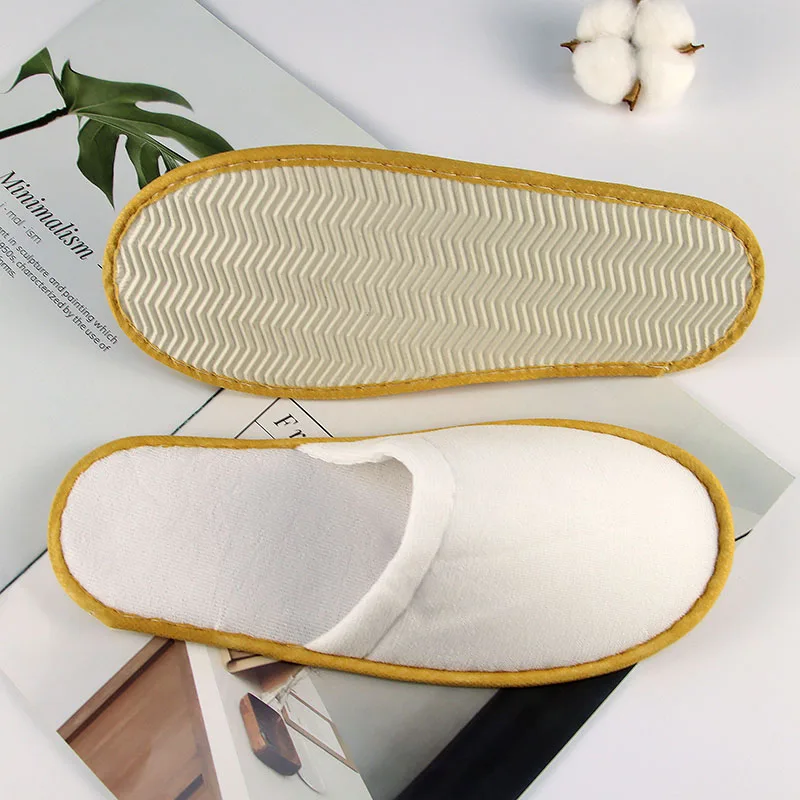 Customized Disposable White Fabric Hotel Slippers Indoor Nap Cloth ...