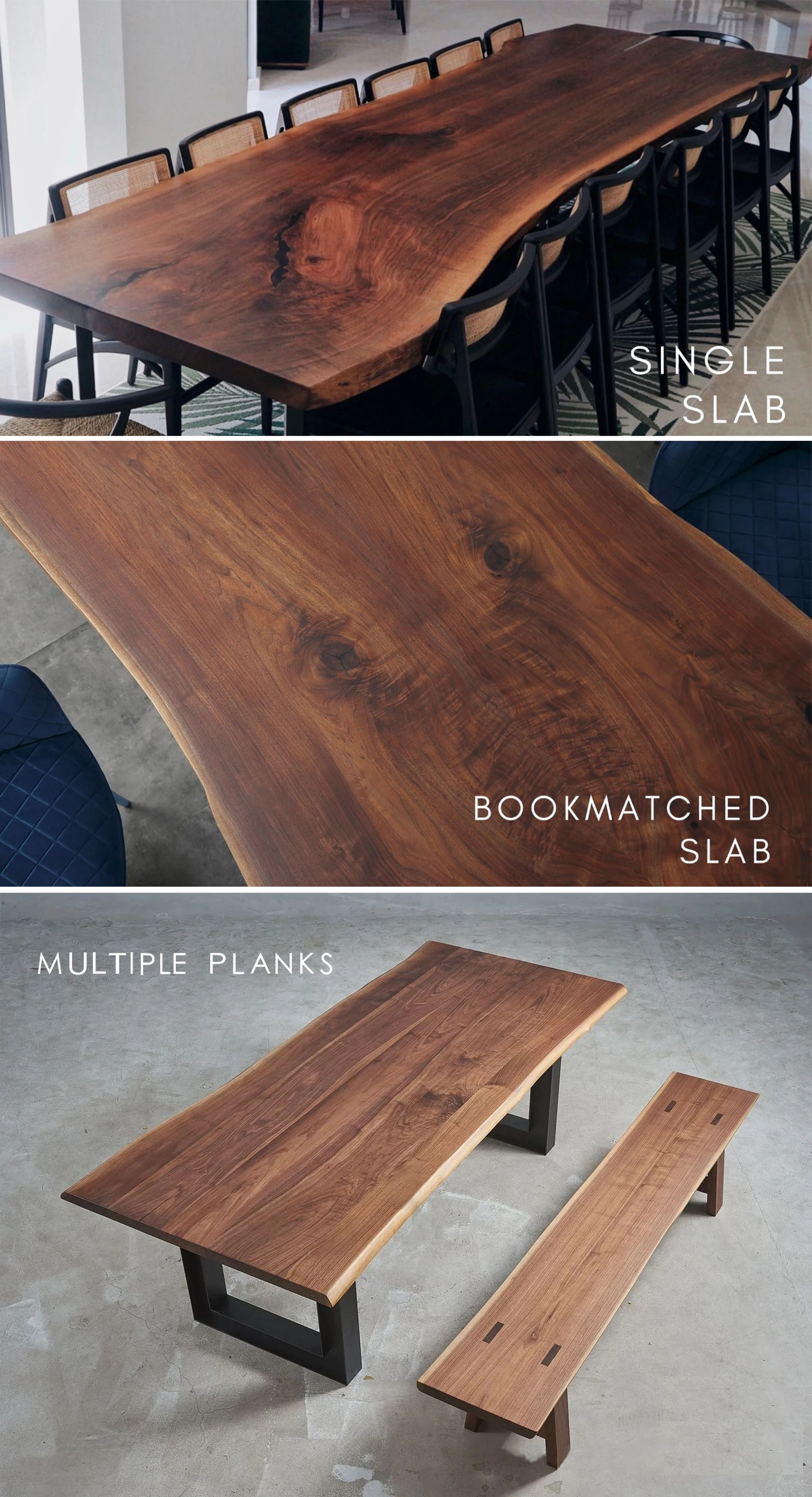 Black Walnut Live Edge Solid Wood Slab For Banquet Hall Hotel Farmhouse ...