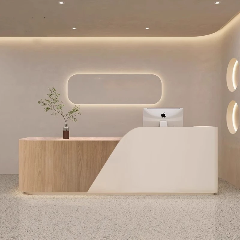 High quality modern hotel bar cashier desk white yellow beauty salon ...