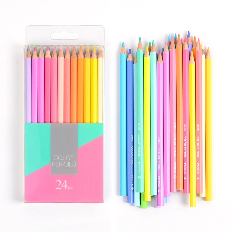 6 12 24 Colors Custom Pastel Colored Pencils Set Wax Oil Based Soft ...