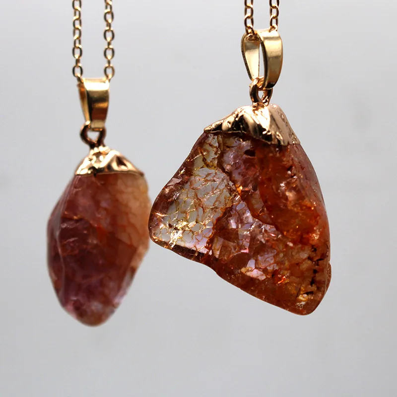 Natural Stone Pendant Diy Raw Gemstone Crystal Stone Quartz Pendant ...