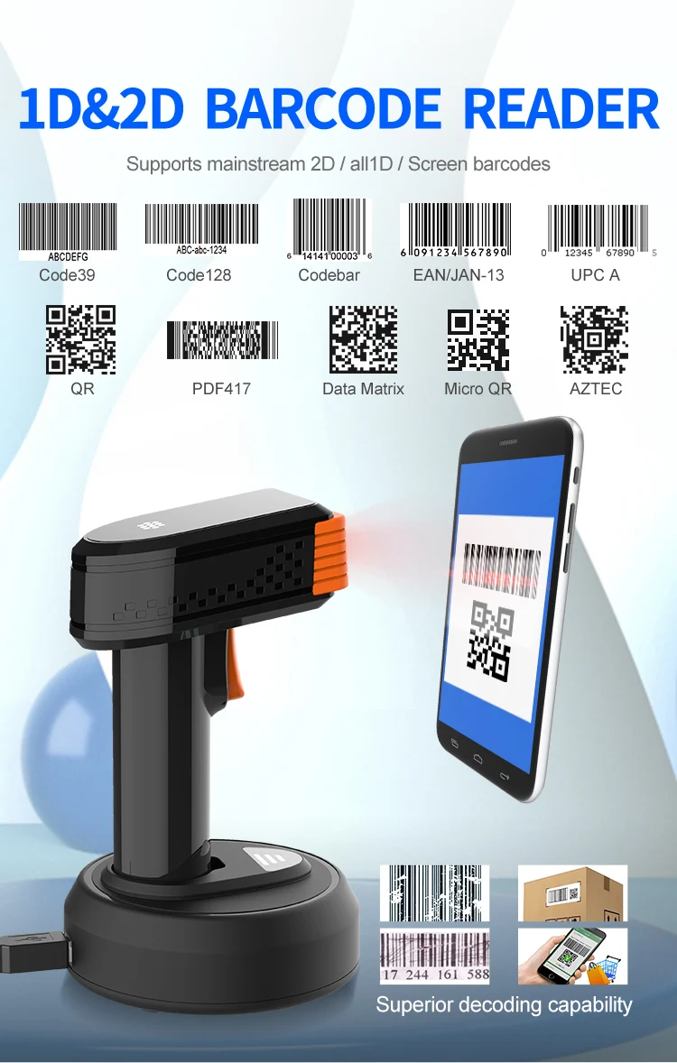 Xincode 2D QR Price Bar Code Handheld Scanner - OCR Barcode Reader
