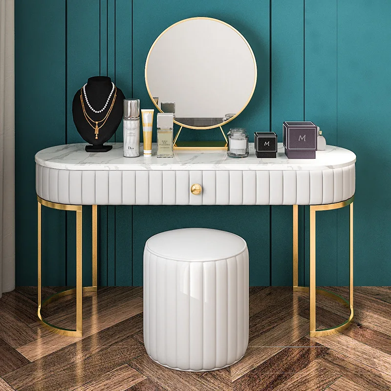 Modern Luxury Makeup Vanity Table with Multi-Color Velvet Fabric Golden ...
