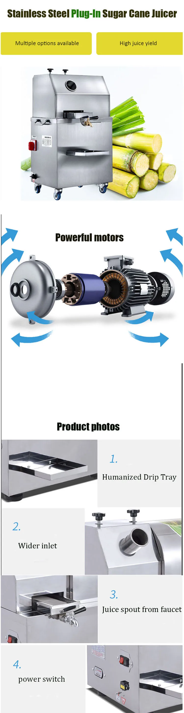 2023 Hot Selling Sugarcane Juicer Machine Small Electric Sugar Cane ...