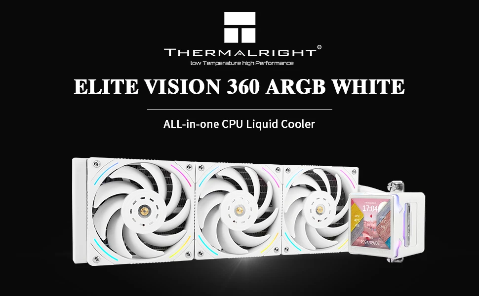 Thermalright Elite Vision 360 ARGB White CPU AIO Cooler LCD Screen 2 ...