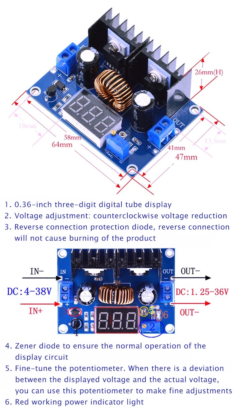 Xl4016e1 Power Supply Step-down Module Digital Display Voltage ...