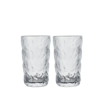 2 Glacier Pattern Glass Creative Water Cup Tea Cup Beverage Juice Cup ...