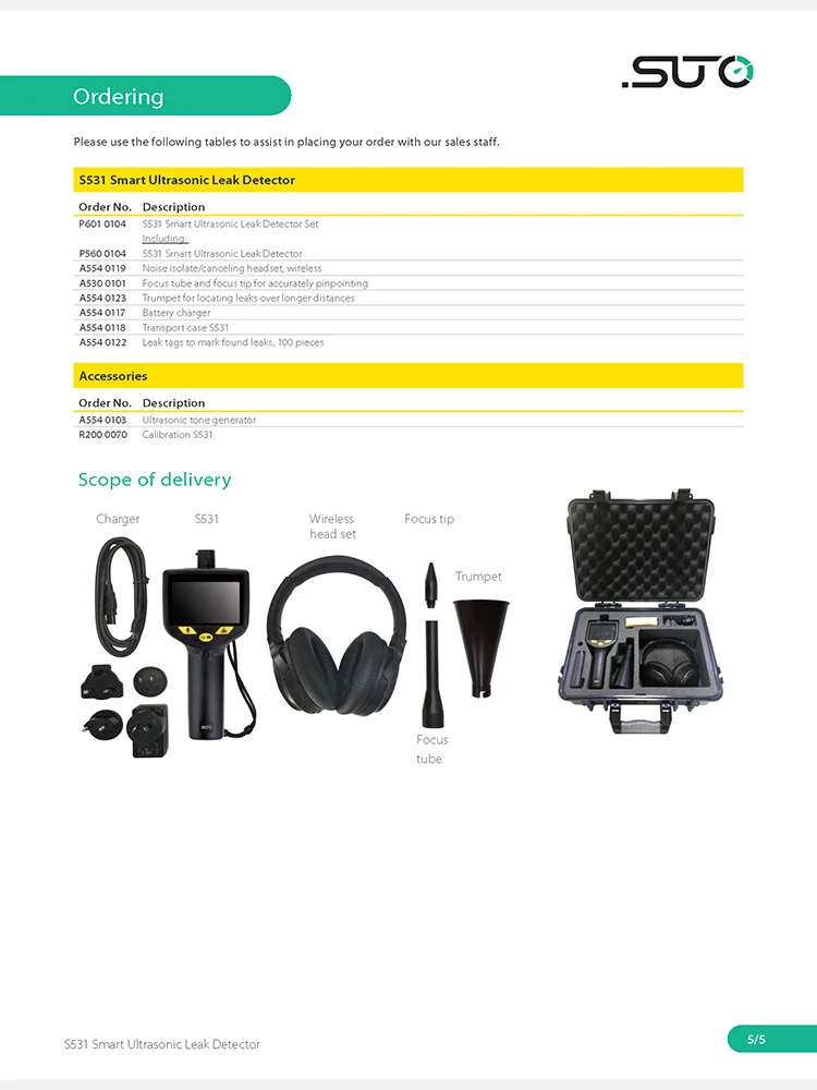 Suto S531 Smart Ultrasonic Leak Detector Built-in Touch Screen 5 Mp ...