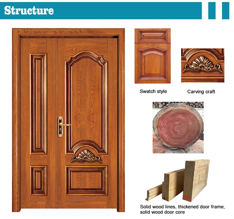 Simple Teak Wood Front Door Design Exterior Wood Slat Door Luxury Pure ...