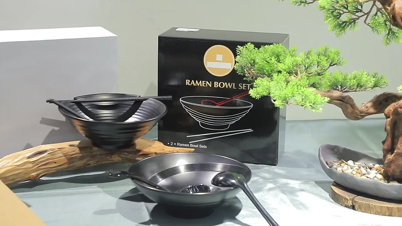 Japanese Style Restaurant Matte Black Melamine Bowl Set 100% A5 ...