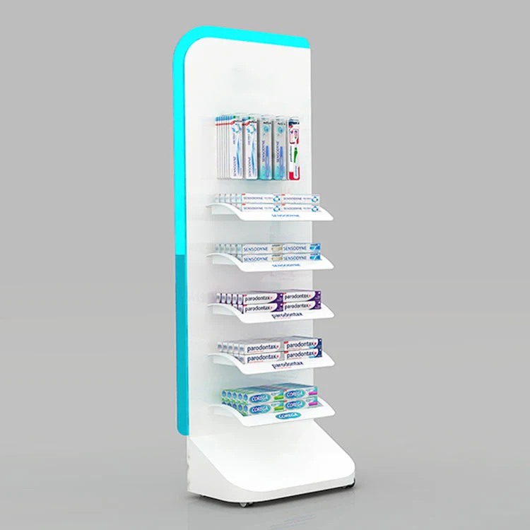 Customized White Floor Metal Toothpaste Display Stand Toothbrush Floor ...