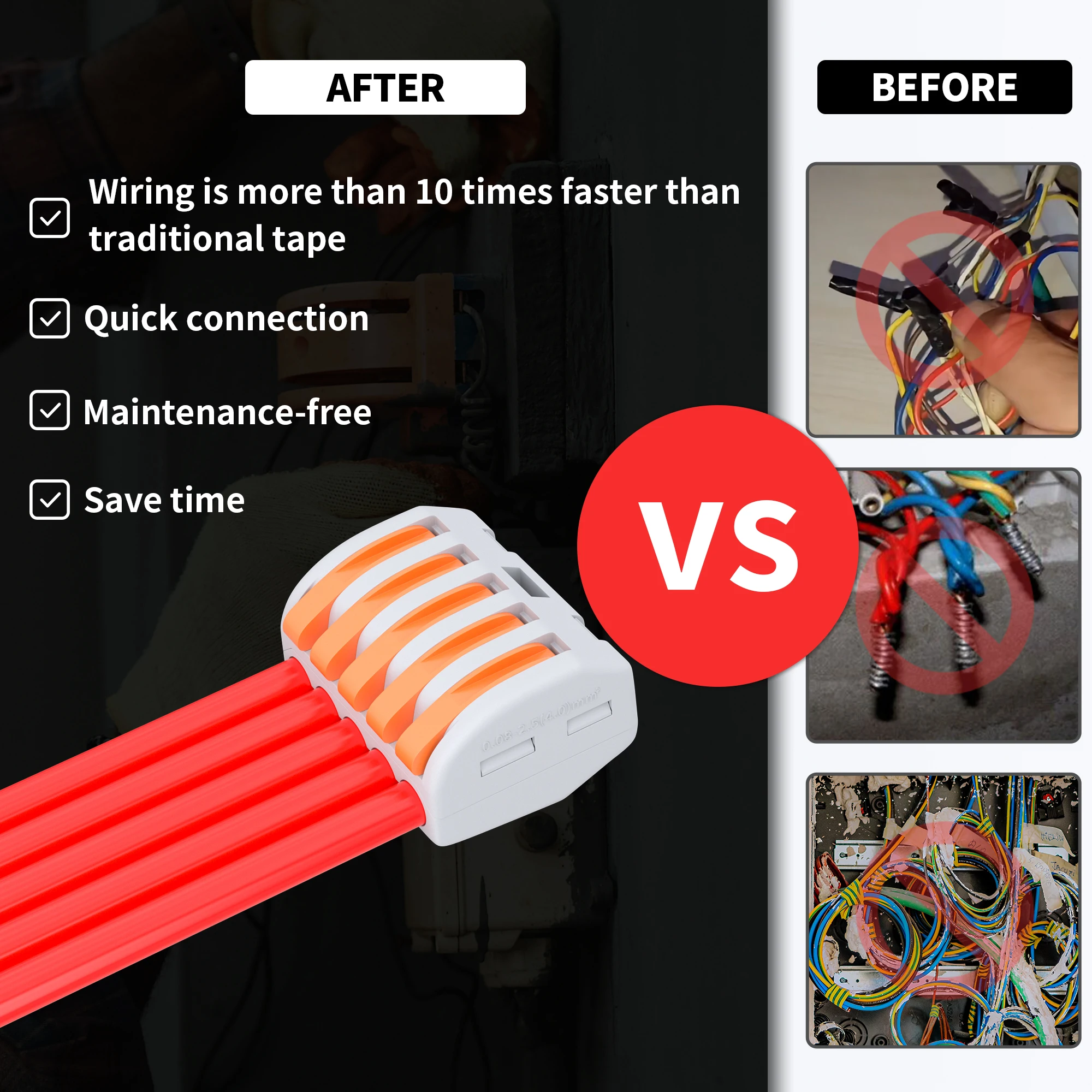 59pcs Lever Wire Connectors Nut Assortment Kit Wag0 28-12awg Electrical ...