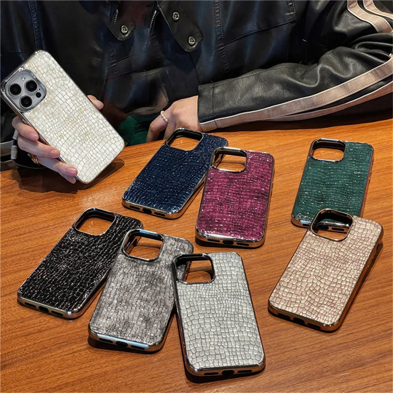 Korean Luxury Glossy PU for Crocodile Hard Leather Phone Case Business ...
