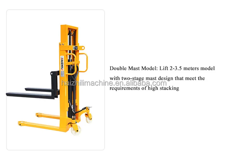 Haizhili 500kg Hand Forklift Hydraulic Manual Stacker with Adjustable ...