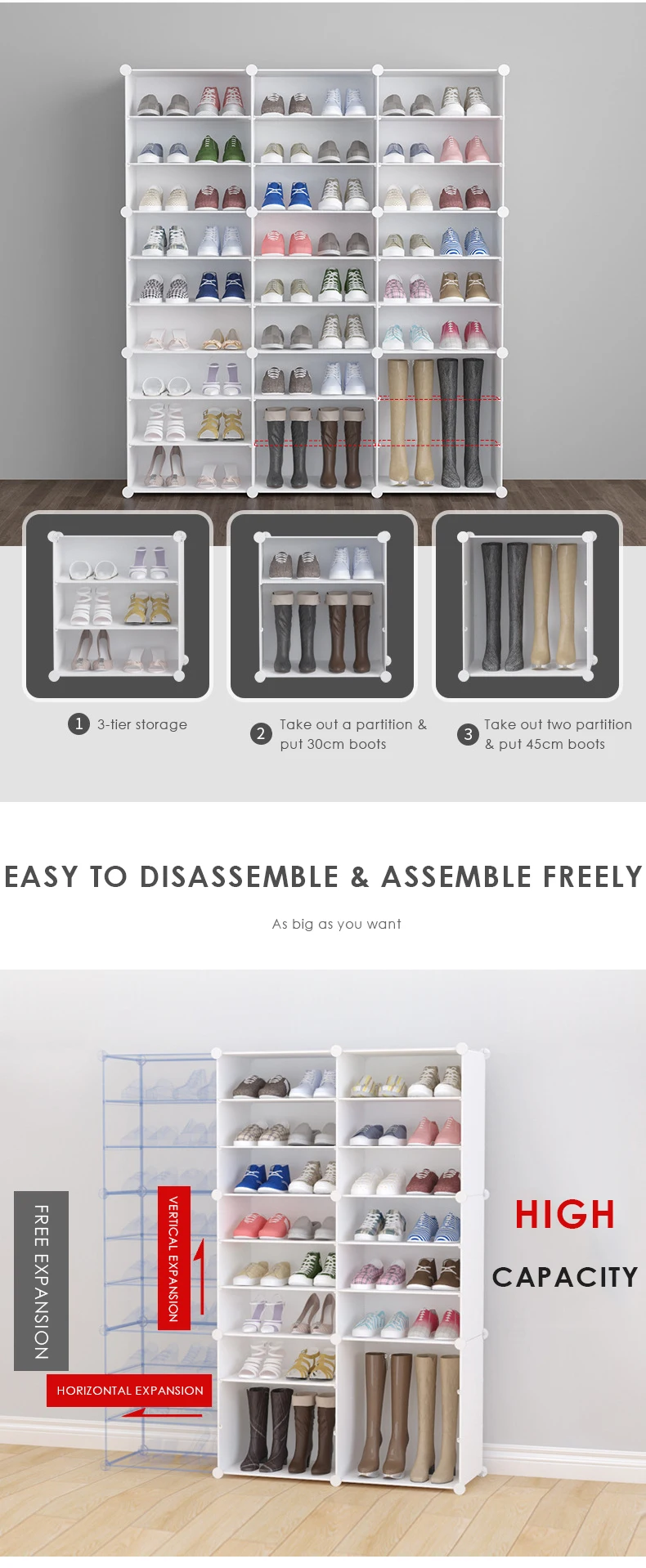 Transparent PP Plastic Clamshell Shoe Cabinet Storage Shoe Box Thick ...