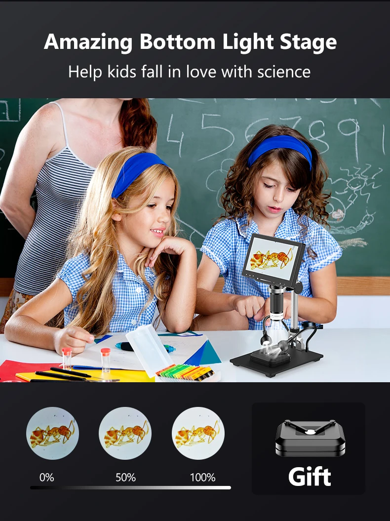 Microlong 4K Digital Microscope - 48MP Camera & 7" Screen
