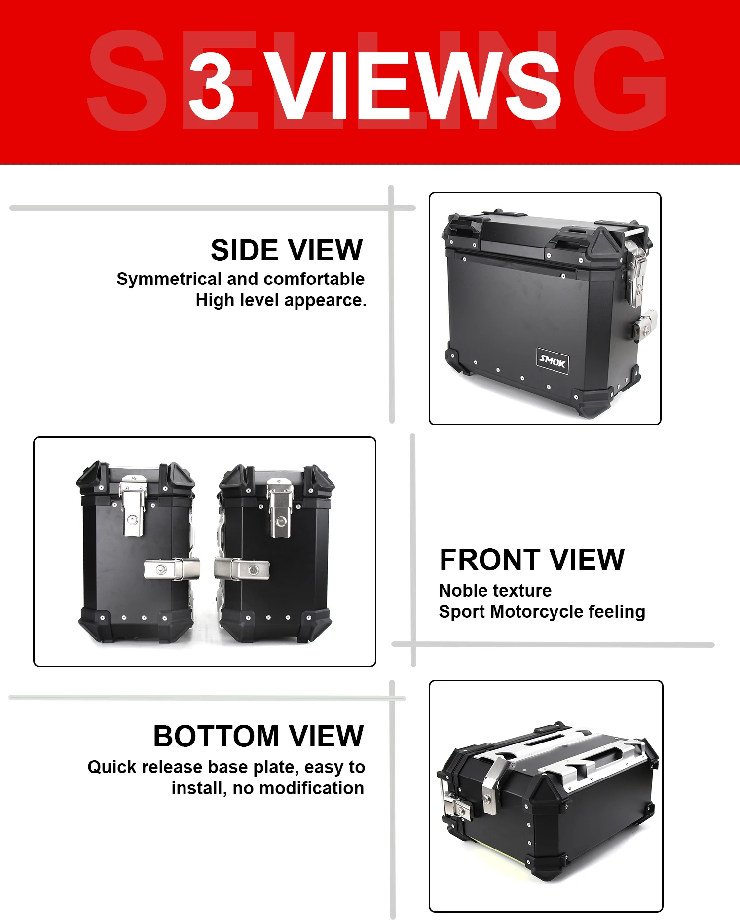 Side Box And Tail Box With Racks High Quality Aluminum Alloy Motorcycle ...