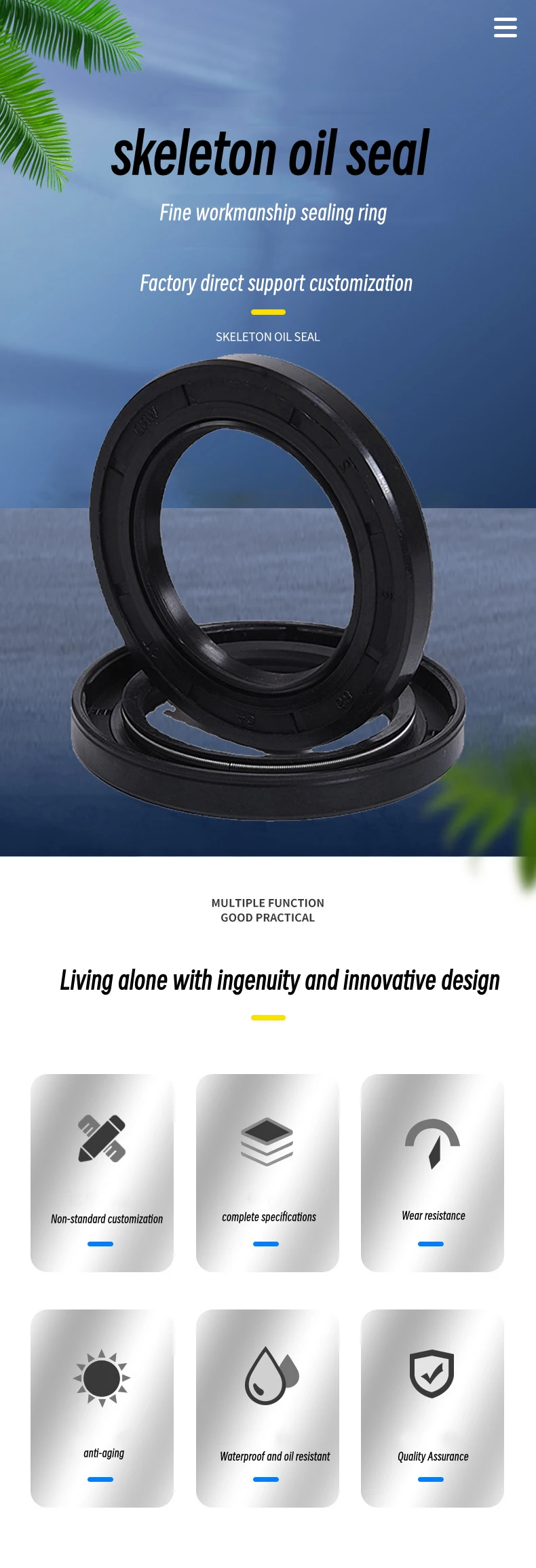 Rubber Skeleton Radial Oil Seal TC Type Lip Seal Rotary Shaft Seals