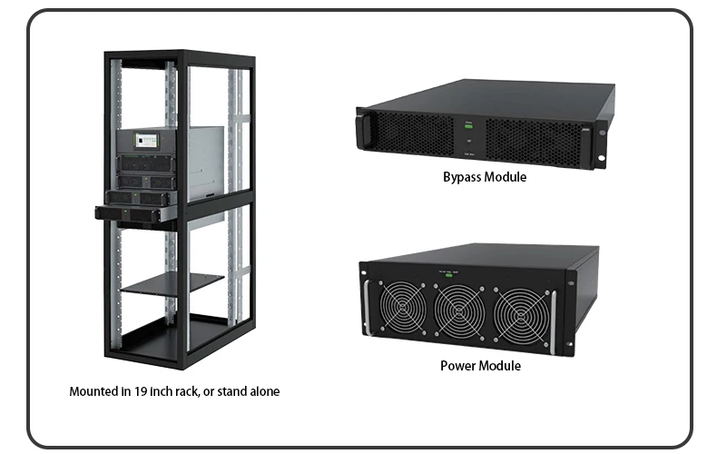 Three Phase Rack-mounted Modular UPS Power System 20kva 60kva 90kva ...