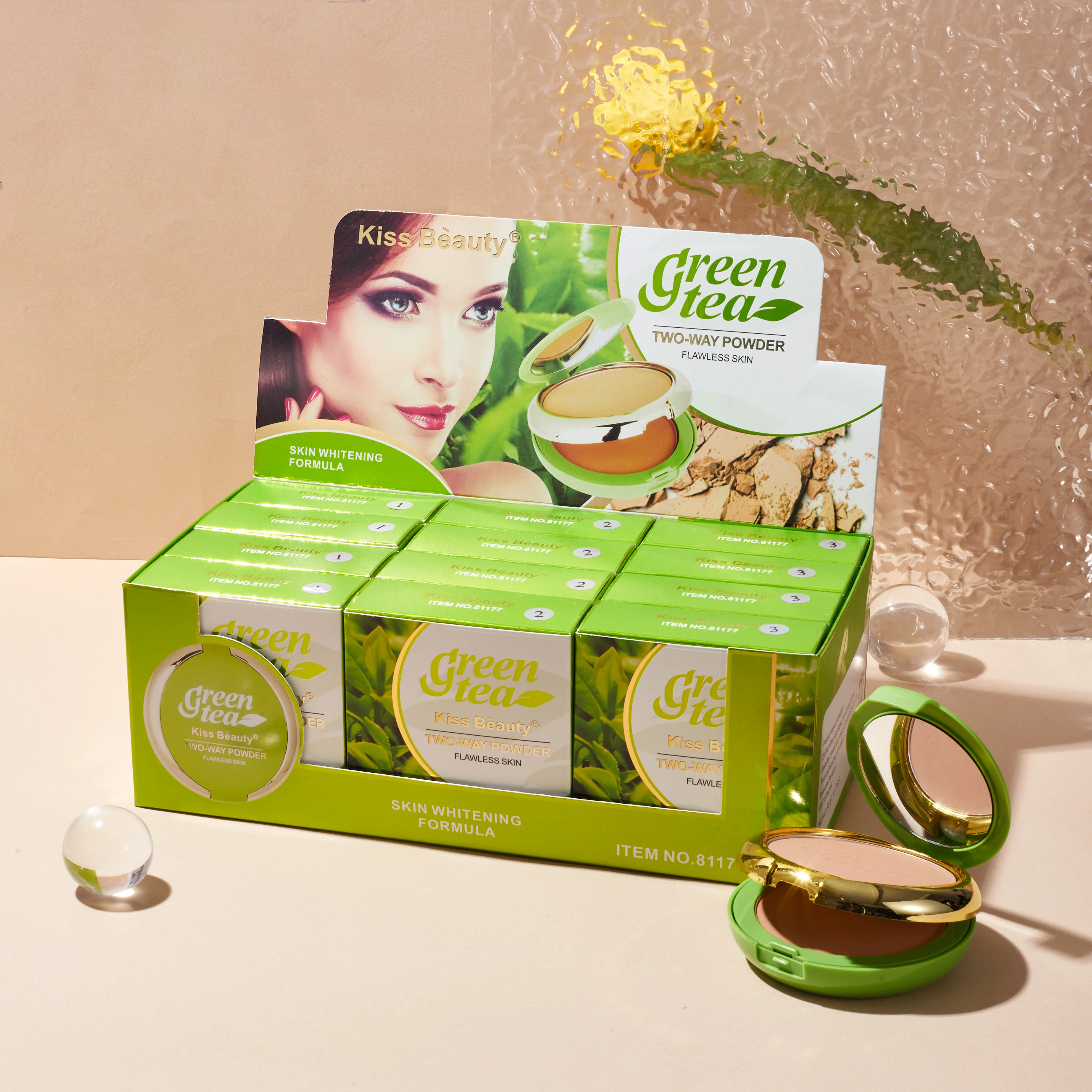 Kiss Beauty Wholesale Compact Powder Flawless Skin Cosmetics Green Tea ...