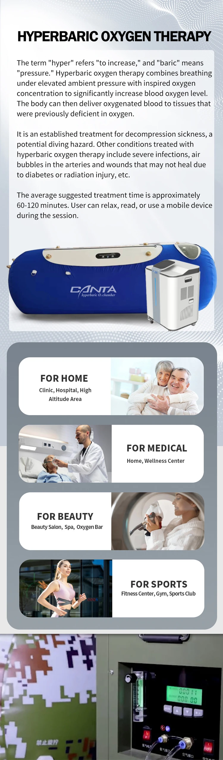 Oem/logo Soft Chamber Lying Type 2.0 Ata Hbot Hyperbaric Oxygen Therapy ...