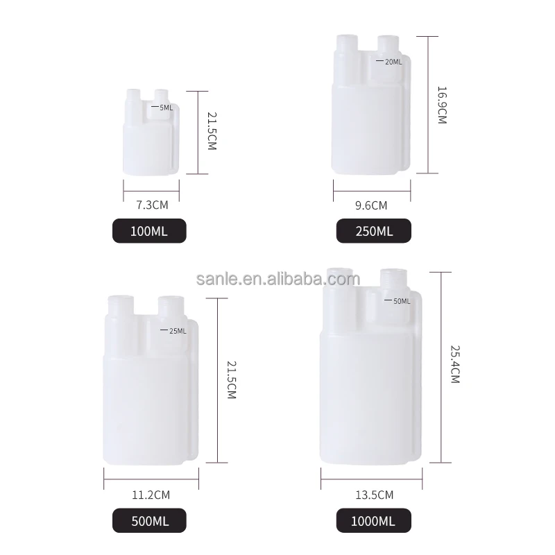 Hdpe Dosing Measuring Twin Double Neck Plastic Dual Chamber Bottle ...
