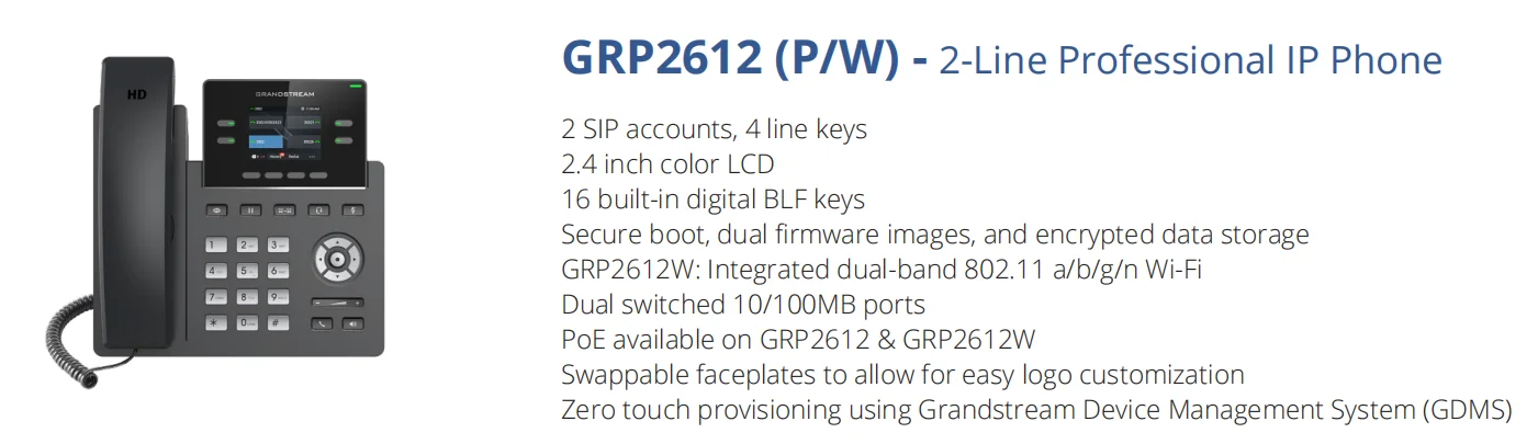 Grandstream GRP(2612/P/W/2613/2614/2615/2616/2624/2634)Carrier-Grade IP ...