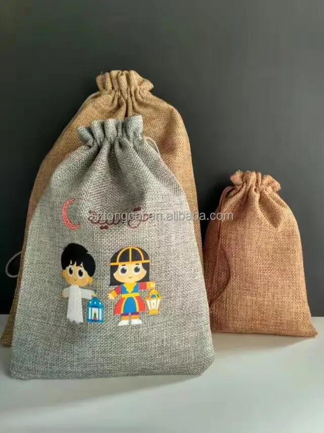 Customized Eco-friendly Jute Drawstring Burlap Bags with logo Cloth ...