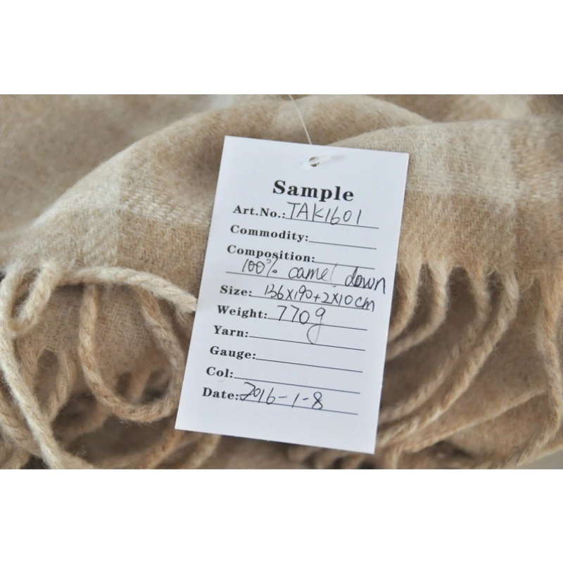 100% Camel's Hair Blanket Yarn Super Soft Two Sided Woven Plaid Dyed ...