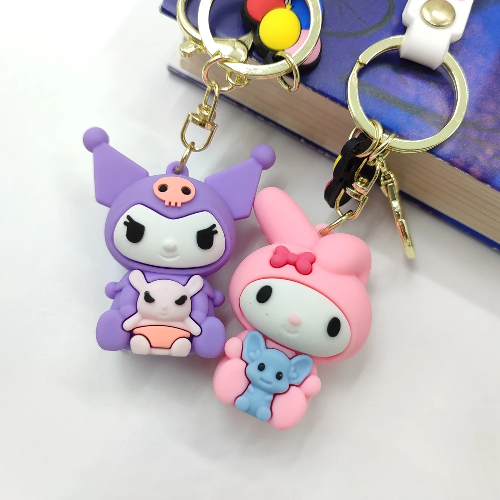 Cute Kawaii Kuromi Anime Soft Pvc Rubber Cartoon Sanrio Keychain Melody ...