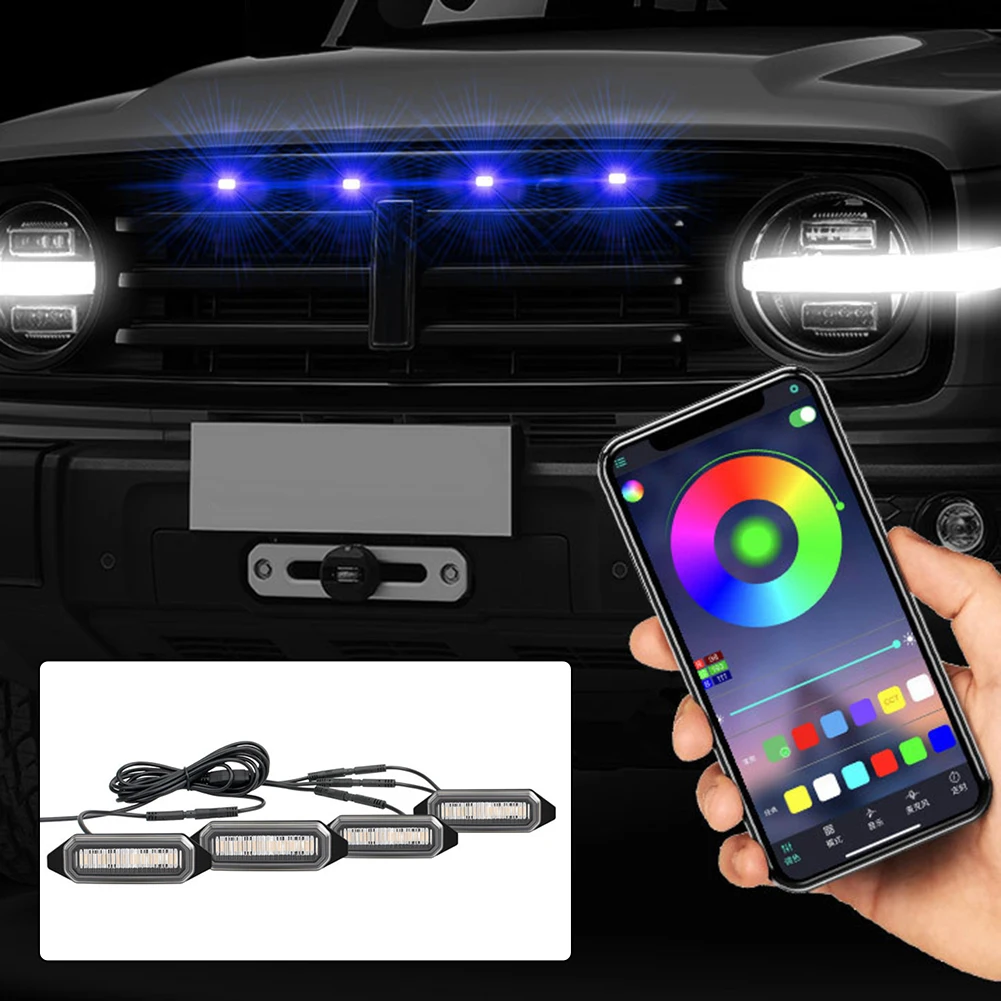 RGB LED Grille Bar Lights for Toyota RAV4 2019_2022 Front Grill Raptor ...