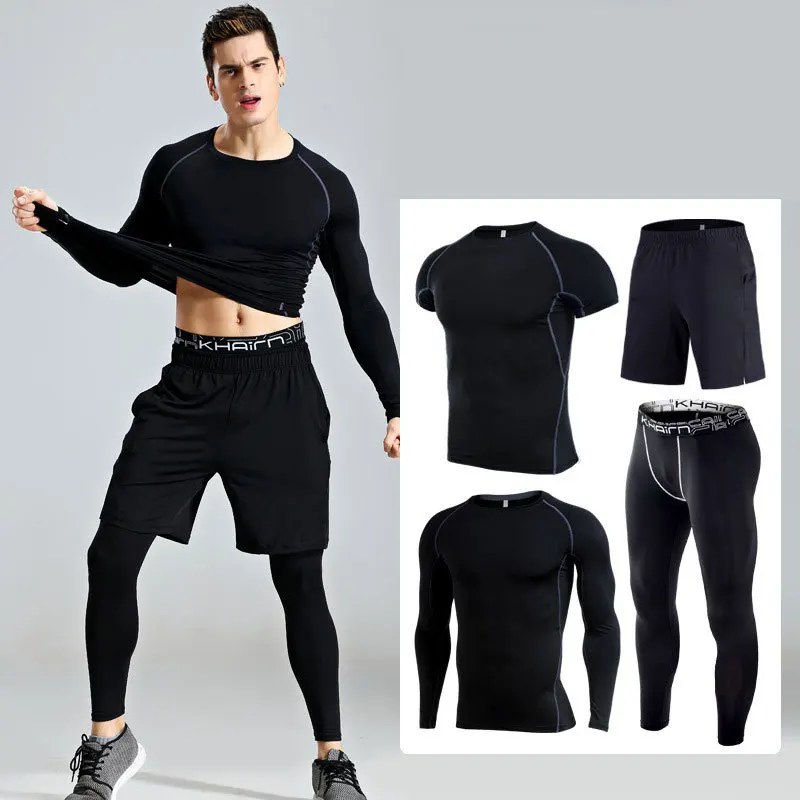High Quality Sports Fitness Wear Men Gym Wear 4 Piece Mens Leggings And ...